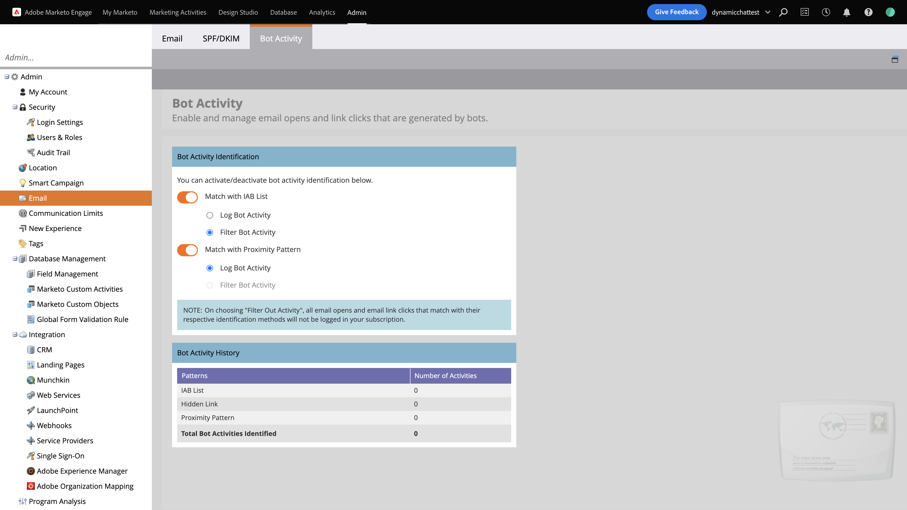Email bot activity feature in Marketo