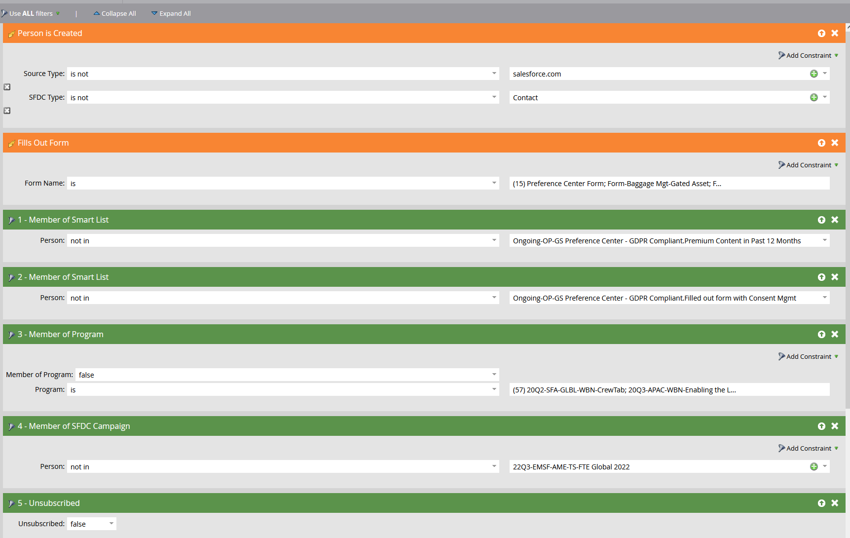 Help w/ Advanced Filters Logic (combined with trig... - Marketing Nation