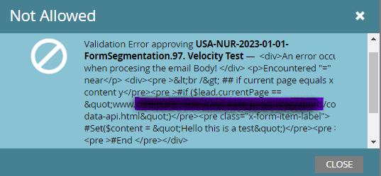 Solved: Validation Error with Velocity Scripts - Marketing Nation
