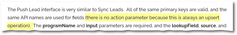 Solved: Using REST API Push Lead to update leads with "upd ...