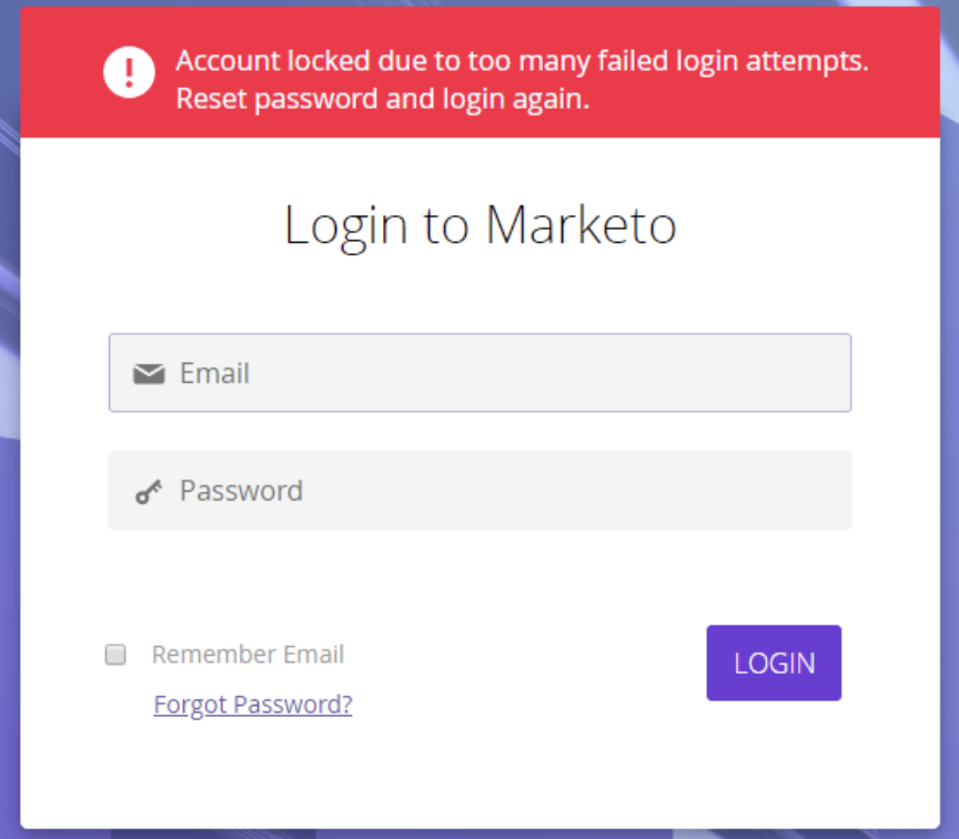 User Locked Out after Failed Login Attempts - Marketing Nation